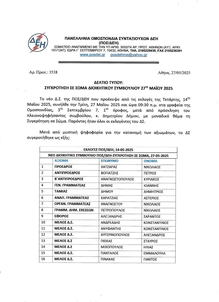 Σύνδεσμος Συνταξιούχων ΔΕΗ Αττικής - ΣΣ ΔΕΗ ΑΤΤΙΚΗΣ